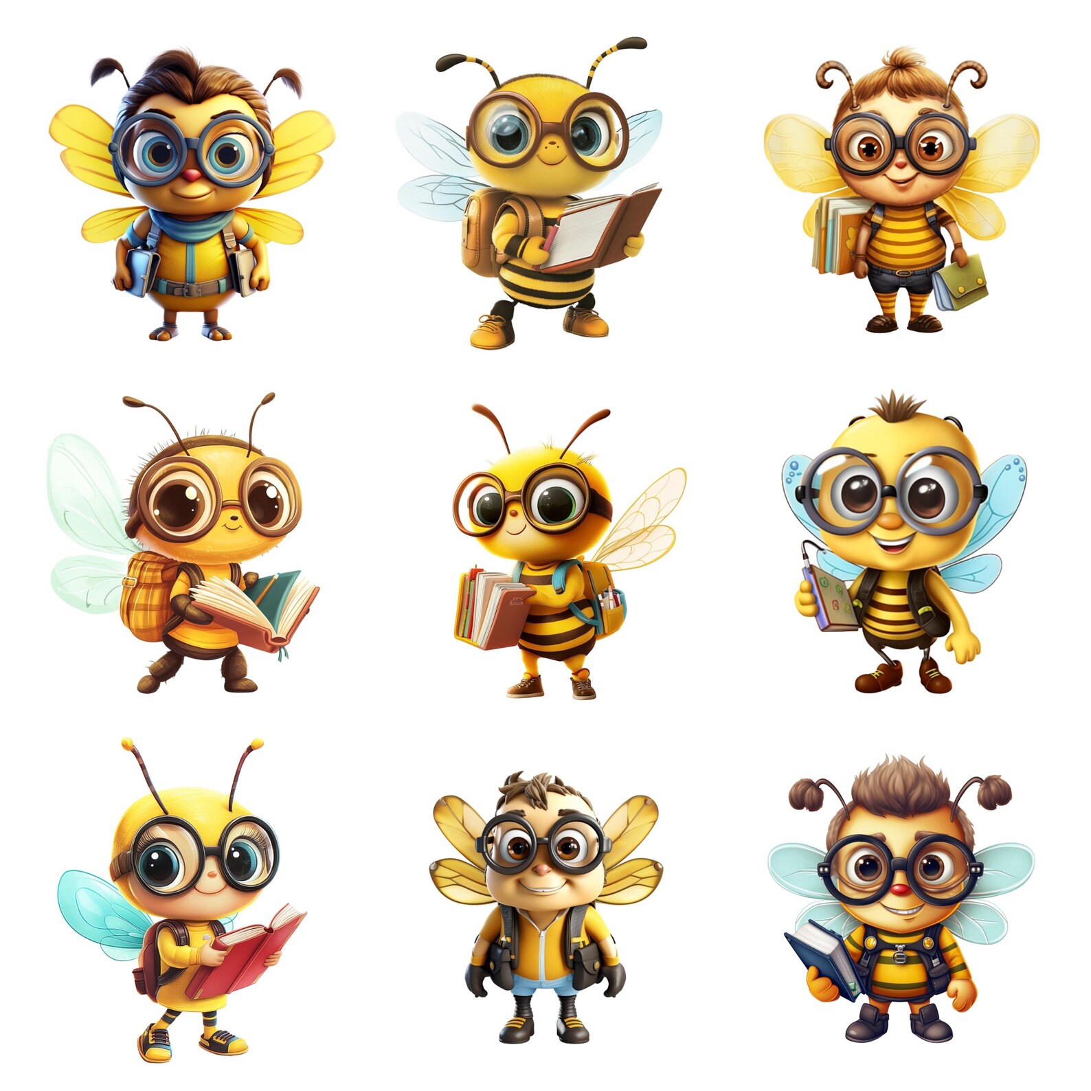 50 Preschool Bees Clipart, School Clipart, Adorable School Bees, PNG ...