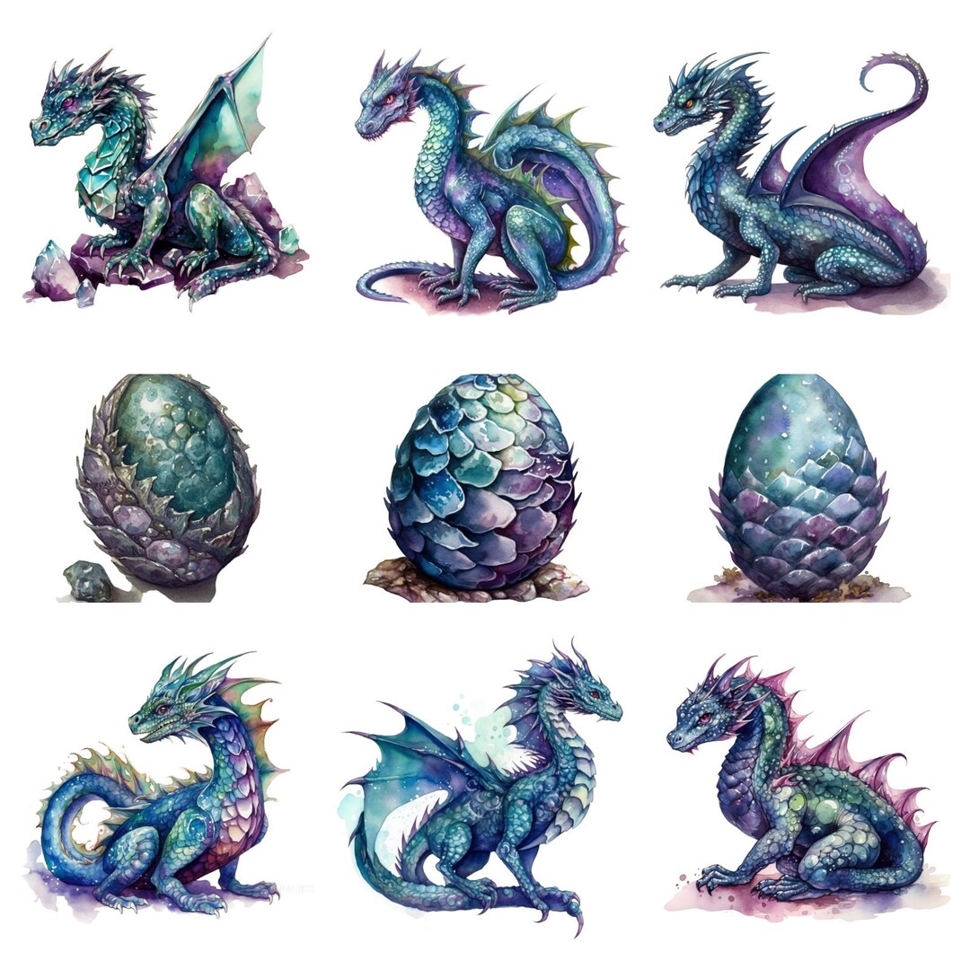 Watercolor Alexandrite Dragons Clipart, PNG Images, Instant Download ...