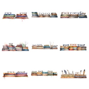22 Book Borders Watercolor Clipart, Border Clipart, PNG Individual ...