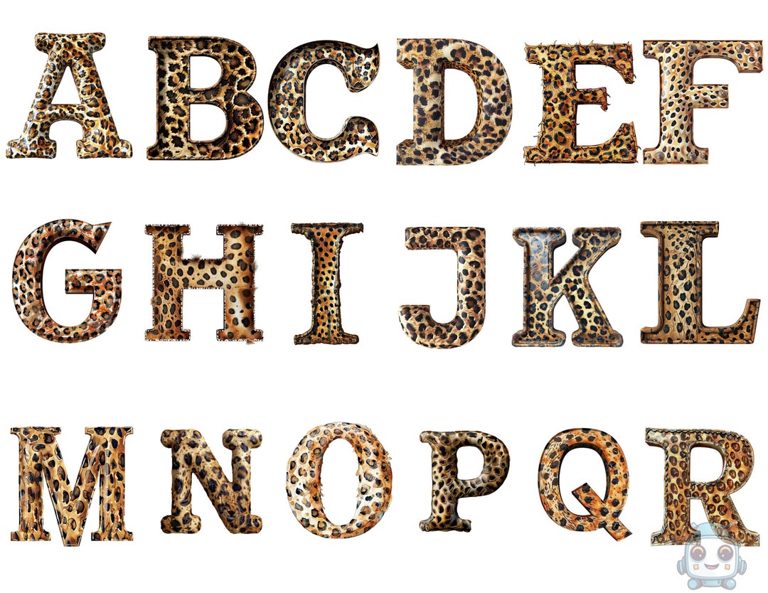 Watercolor Cheetah Alphabet Clipart, PNG Individual Images on ...