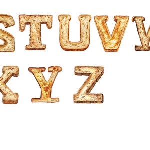 Watercolor Toast Alphabet Clipart, PNG Individual Images on Transparent ...