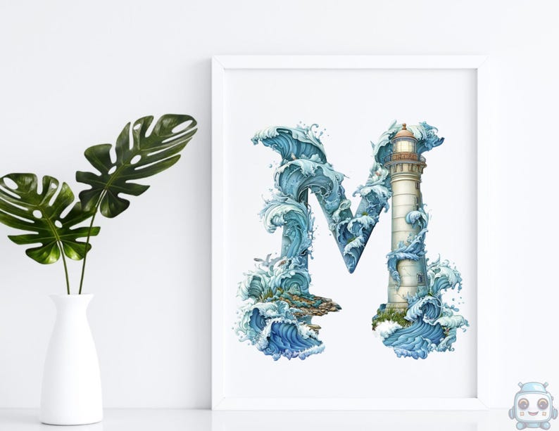 Lighthouse Waves Alphabet Clipart - Nautical Coastal Letters PNG ...