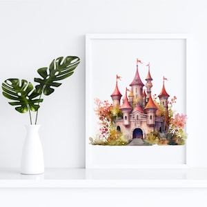 Watercolor Fairy Castles Clipart, PNG Digital Files on a Transparent ...