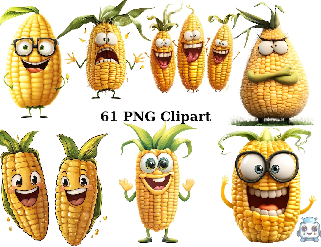61 Funny Corns Clipart, Whimsical Clipart, Cute Corns, PNG Individual ...