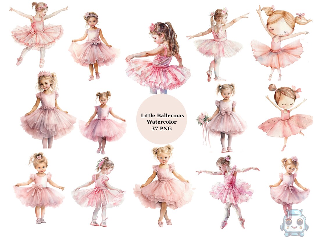 Watercolor Little Ballerina Girls Clipart, Ballet, PNG Individual ...