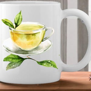 13 Green Tea Watercolor Clipart, PNG Digital Files on Transparent ...