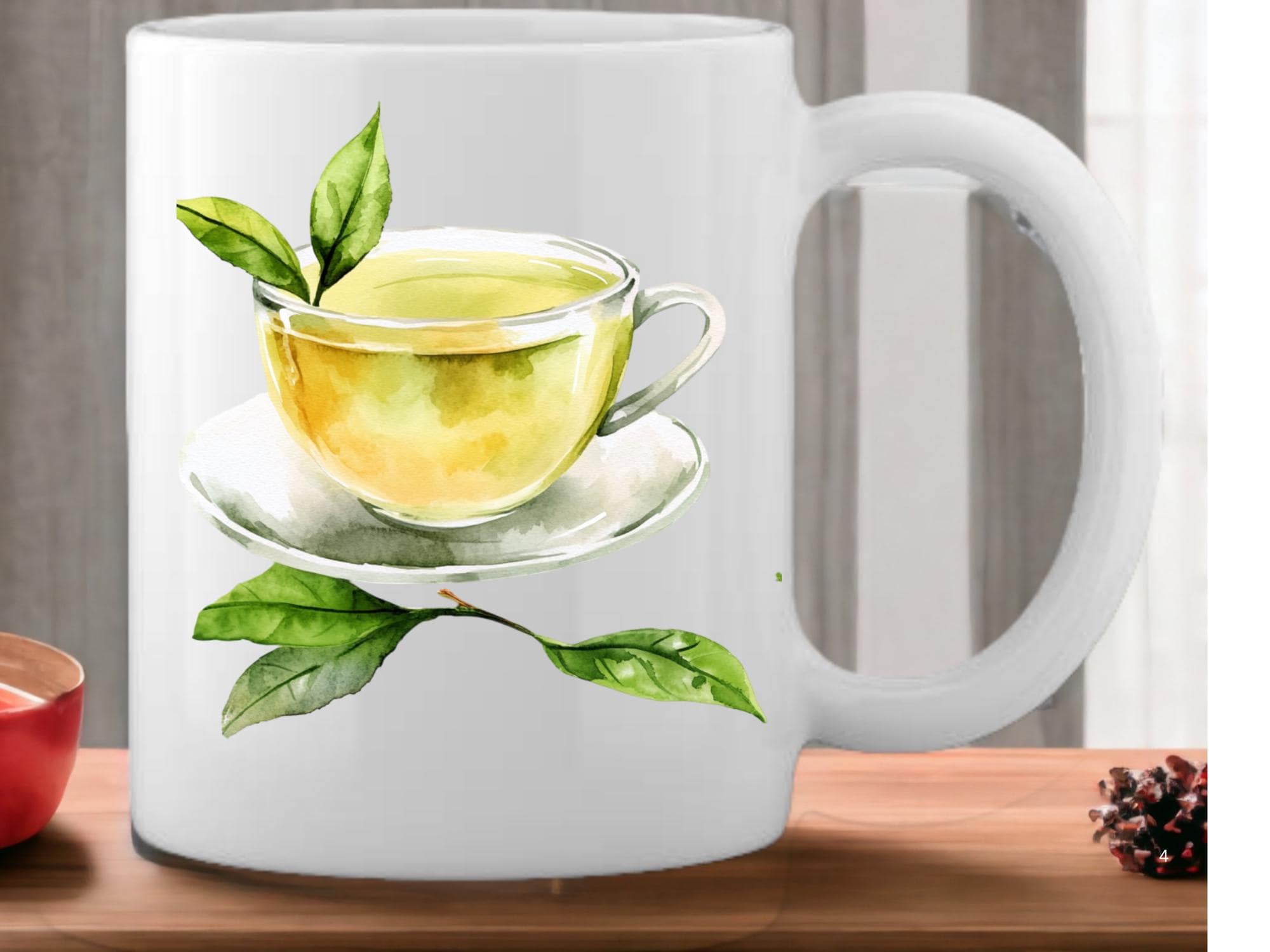 13 Green Tea Watercolor Clipart, PNG Digital Files on Transparent ...
