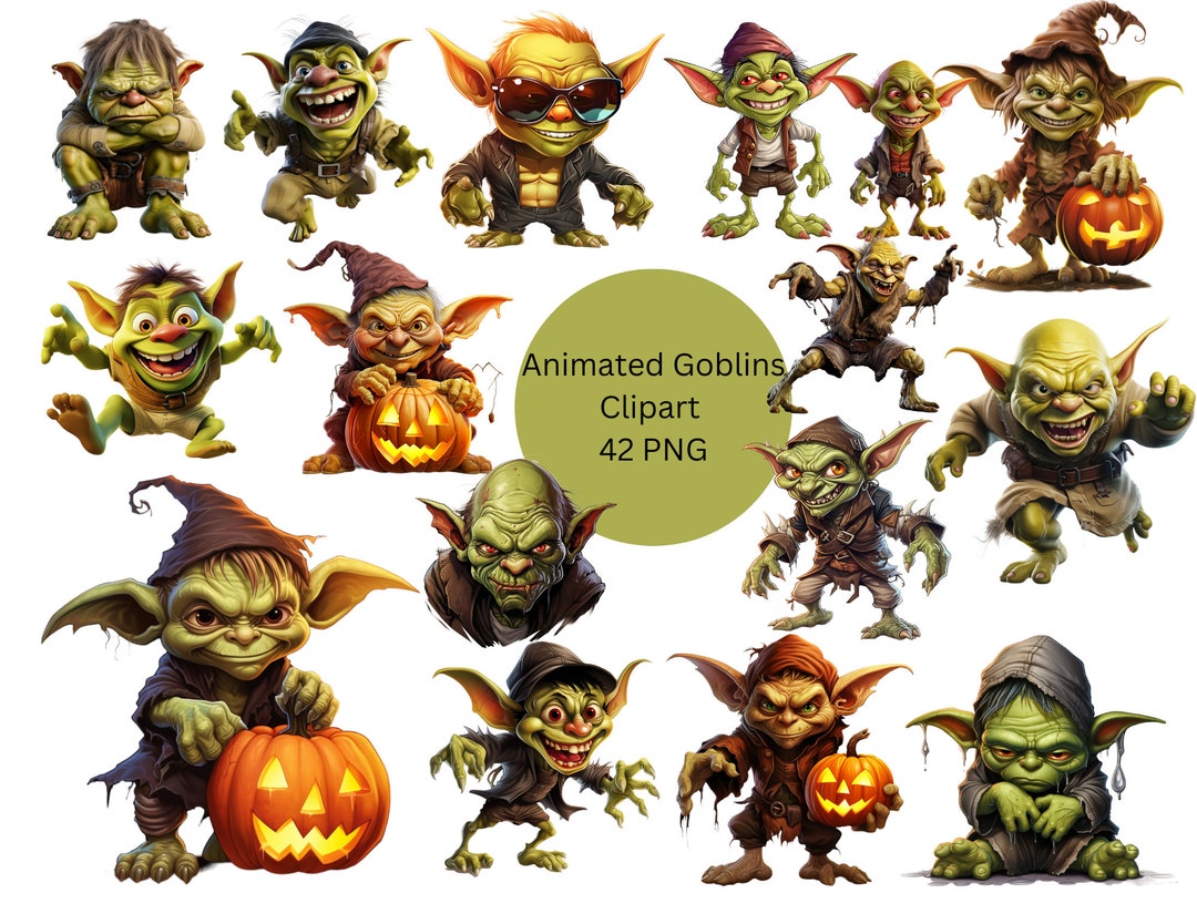 Animated Goblins Halloween Clipart, PNG Files on a Transparent ...