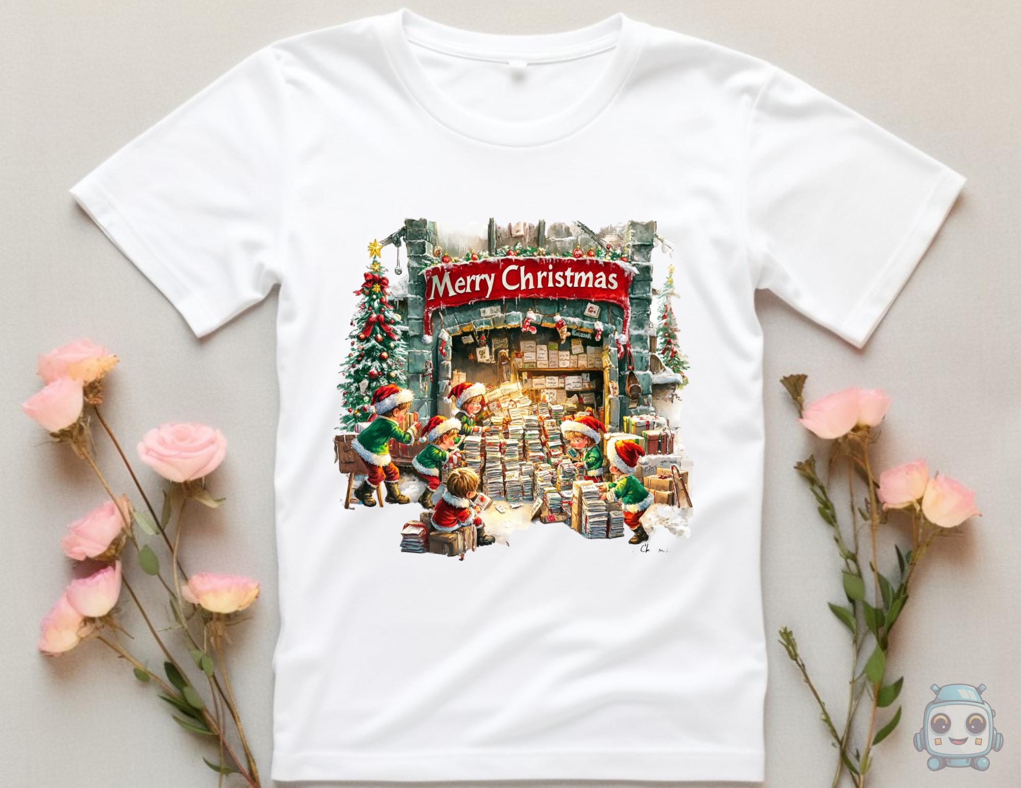 27 Santa's Mailroom With Merry Christmas Sign Watercolor Clipart ...