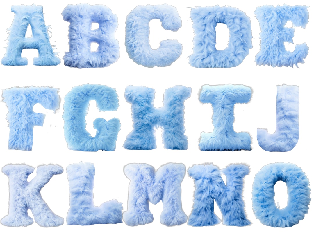 Blue Fluffy Alphabet, Transparent Background, High Quality, Clipart ...