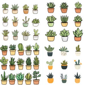 Succulent and Cactus Clipart Bundle – Cute Potted Plants PNG for ...