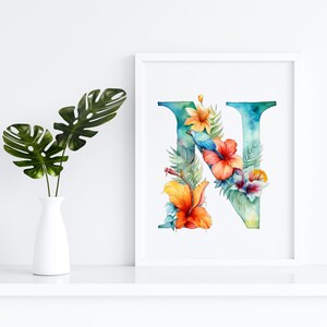 Watercolor Tropical Alphabet, Graphics in PNG Format Instant Download ...