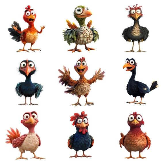 Pollos De Dibujos Animados Divertidos Pollo Corriendo Pollo De