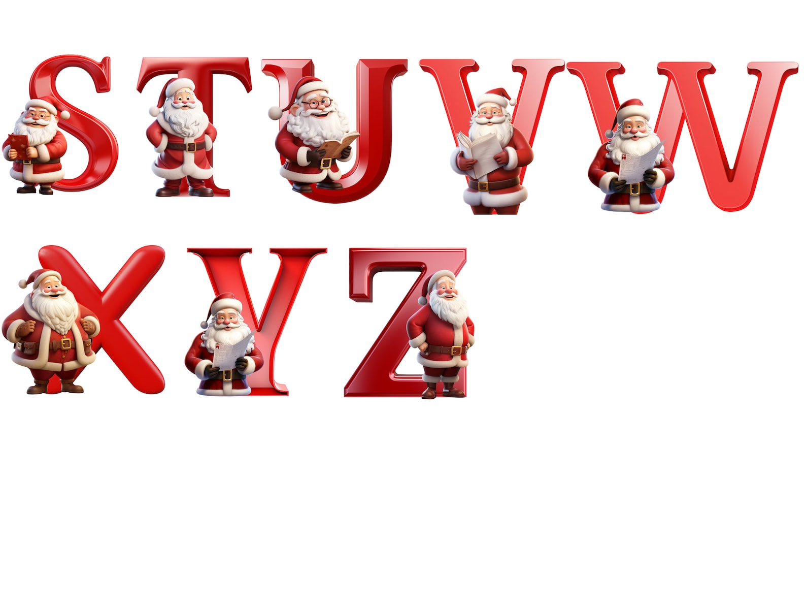 Santa Claus Alphabet, Letters Png, Alphabet Png, Instant Download for ...