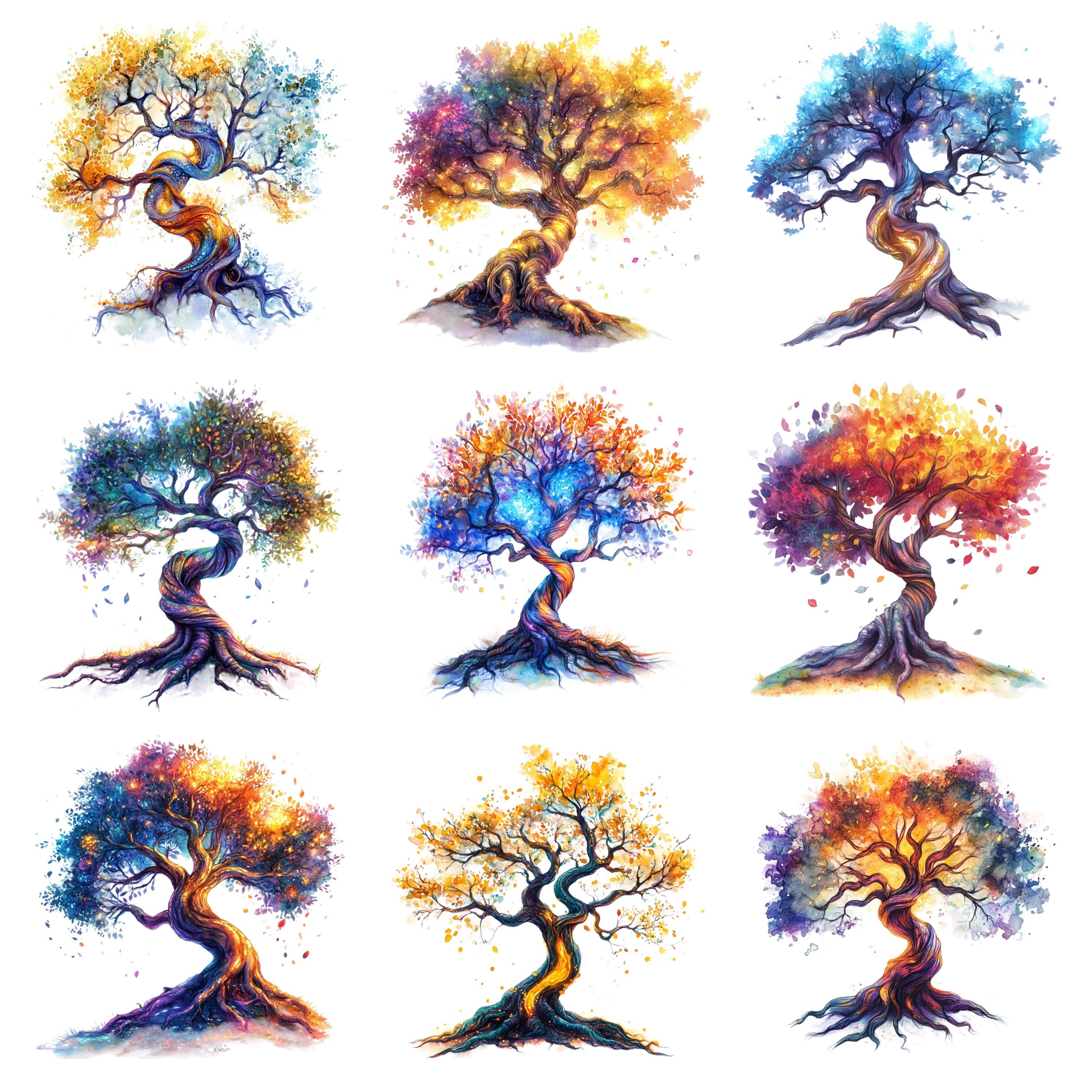 28 Mythical Trees Watercolor Clipart, Nature Clipart, PNG Individual ...