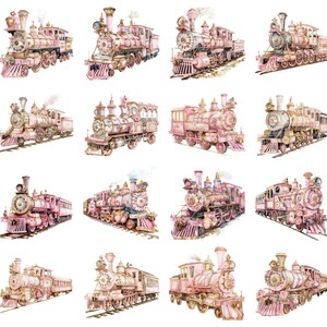 Watercolor 36 Princess Train Clipart, PNG Digital Files on Transparent ...