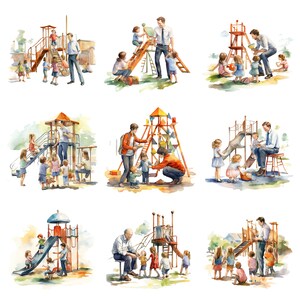 23 Playgrounds Watercolor Clipart, Kids Clipart, PNG Digital Files on ...