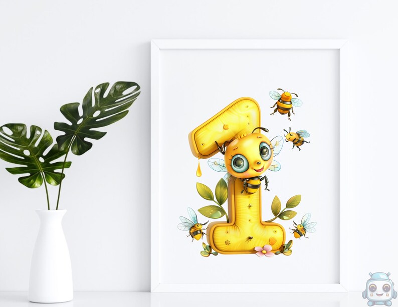 Watercolor Cute Bee Numbers Clipart, PNG Individual Images on ...