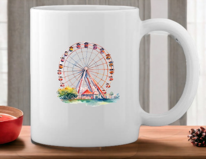 Watercolor Ferris Wheels Clipart, PNG Digital Files on Transparent ...
