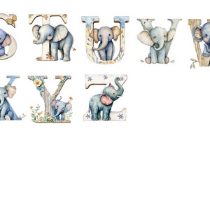 Elephant Alphabet Watercolor, Elephant Letters, Transparent Background ...