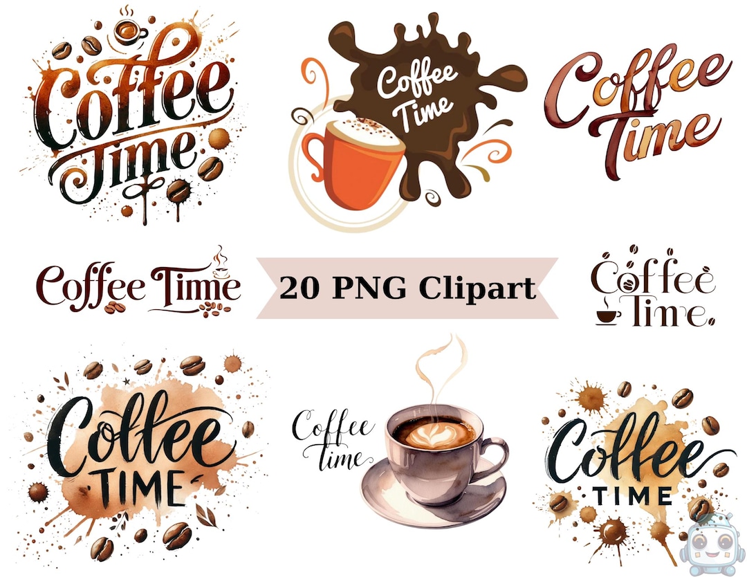 20 Coffee Time Clipart Pngs Coffee Themed Decorative Text and Graphics ...