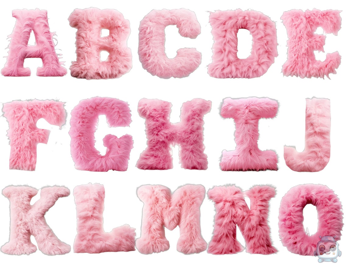 Pink Fluffy Alphabet, Transparent Background, High Quality, Clipart ...