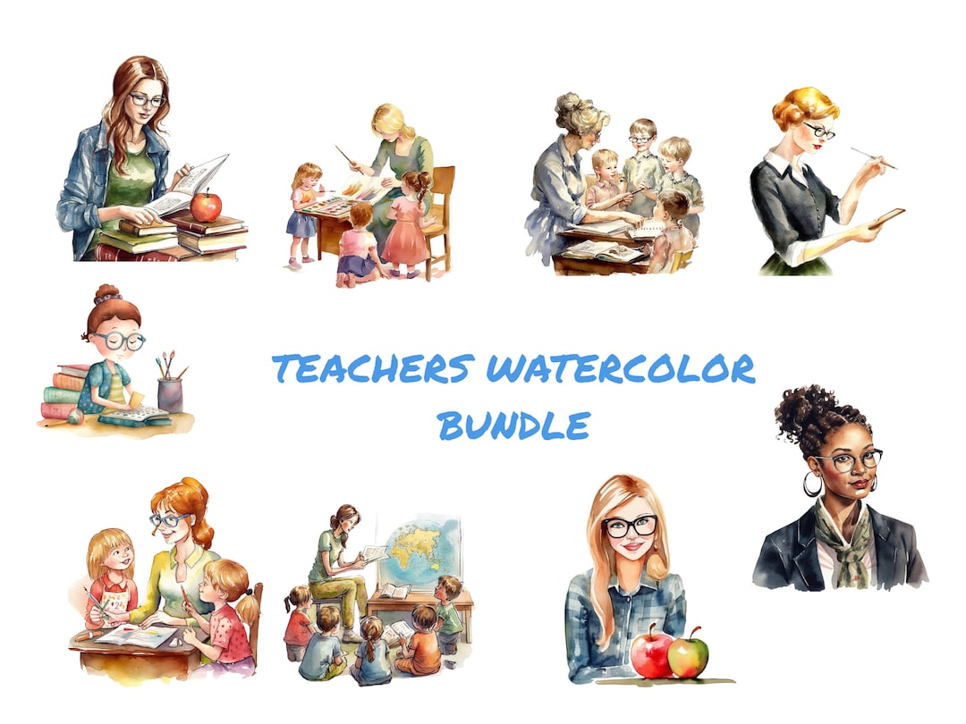 Watercolor Teacher Clipart, Teacher Life, Teaching Children, PNG Clip ...