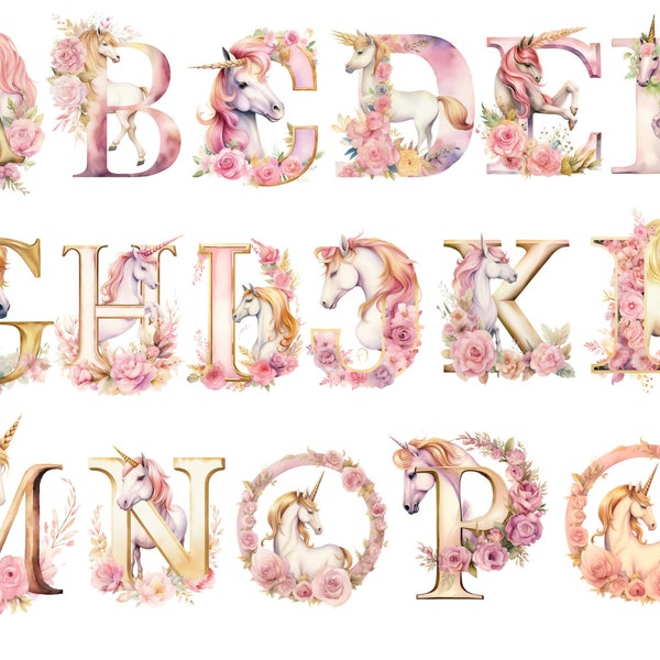 Unicorn Alphabet - Etsy