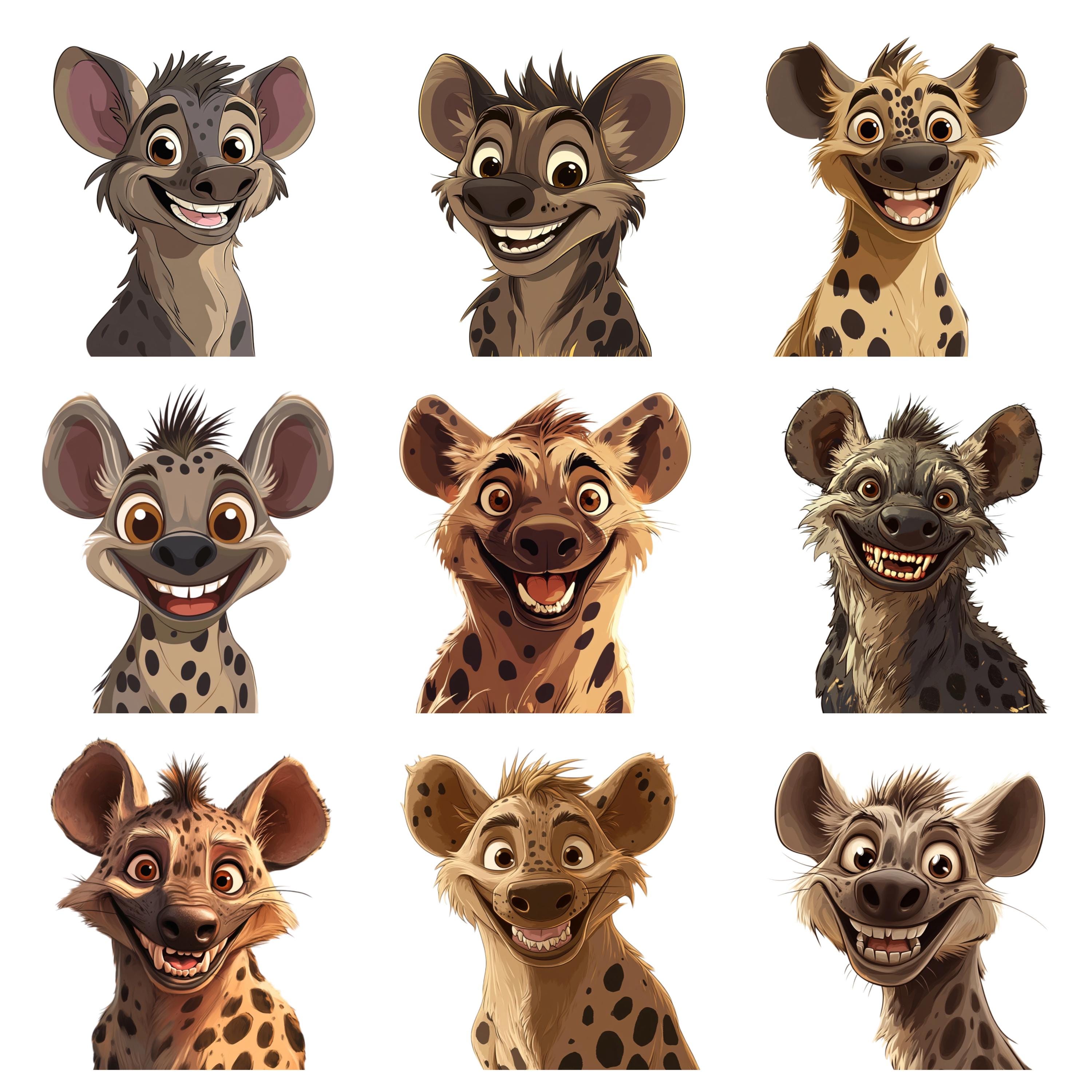 43 Hyena Clipart Bundle, Cartoon and Realistic Hyena PNG, Digital Cute ...