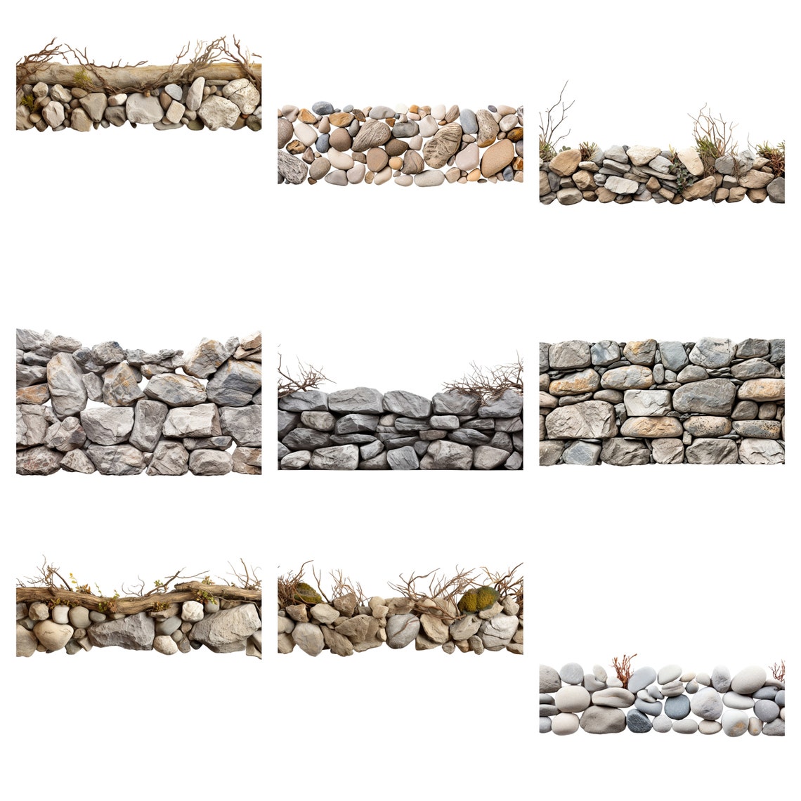 Watercolor Stone Borders Clipart, PNG Digital Files on Transparent ...