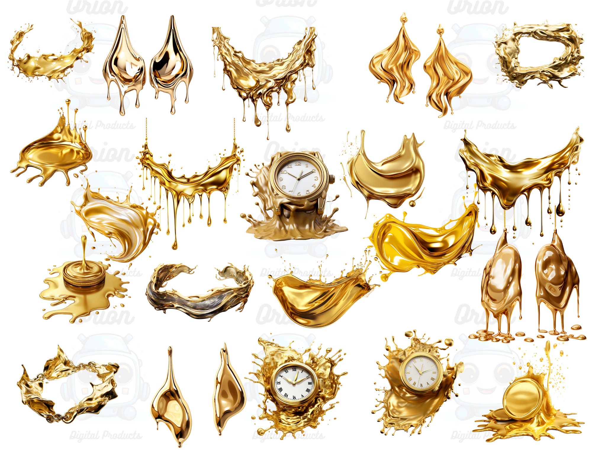 Melted Gold Clipart Molten Gold Clipart PNG Digital Files on - Etsy
