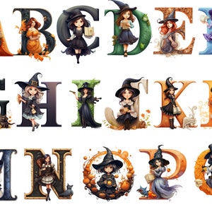 Witch Alphabet, Halloween Alphabet, Transparent Background, High ...