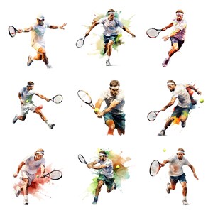 17 Tennis Players Watercolor Clipart, Tennis Clipart, PNG Individual ...