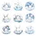 27 Bunnies on Cloud Watercolor Clipart, Bunny Clipart, Kids Clipart ...