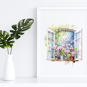 Watercolor Spring Windows Clipart, PNG Digital Files on Transparent ...