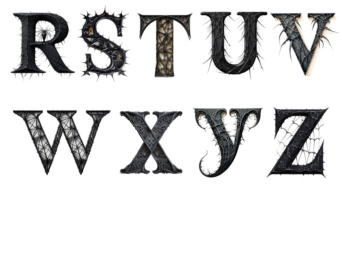 Spiderweb Alphabet, Halloween, Transparent Background, High Quality ...