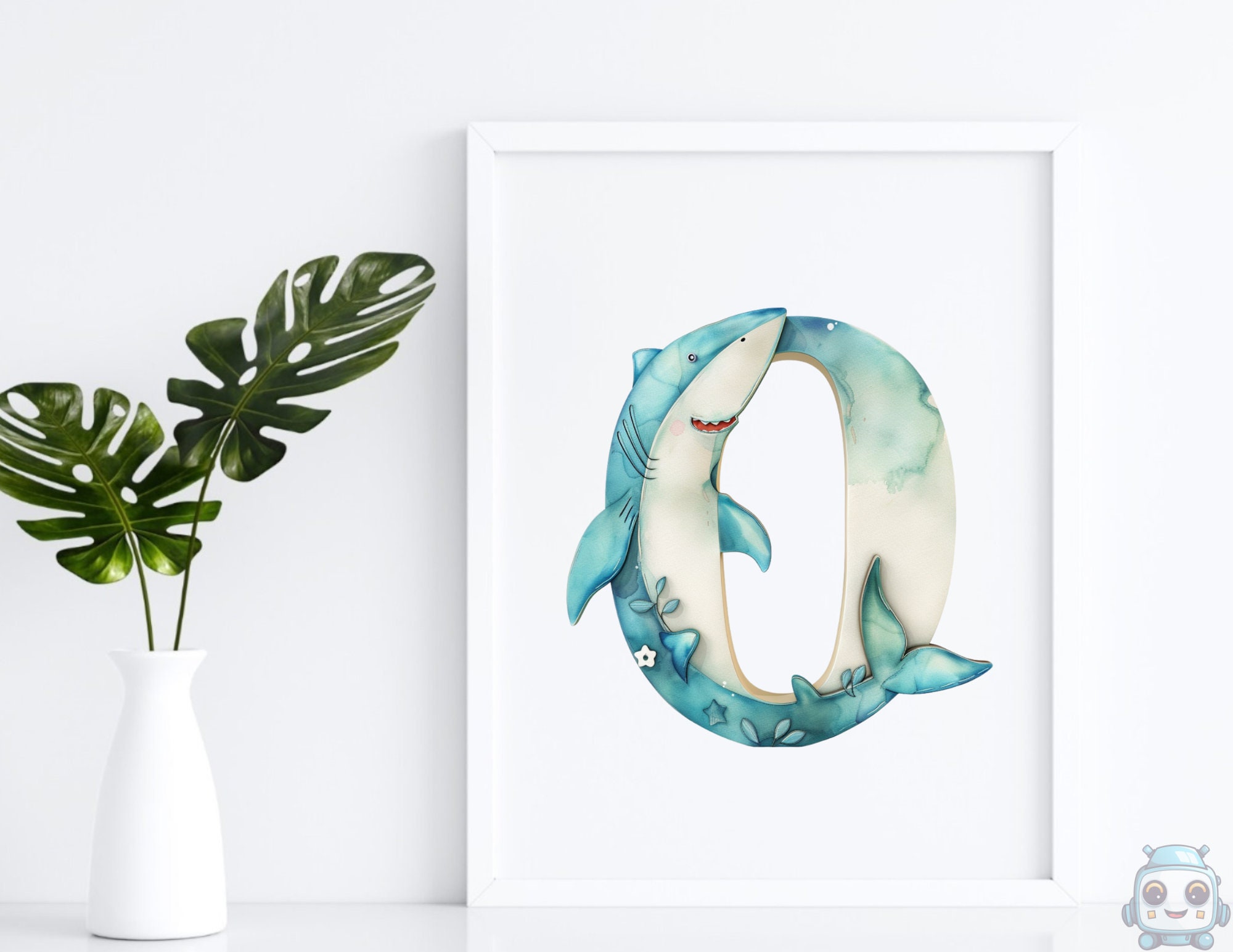 Watercolor Cute Shark Numbers Clipart, Shark Clipart, PNG Individual ...