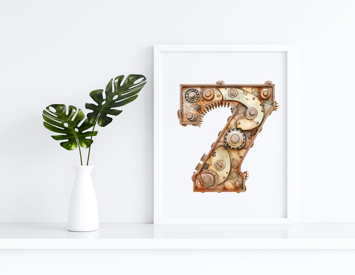 Watercolor Steampunk Numbers Clipart, PNG Individual Images, Commercial Use, Transparent ...