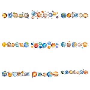 49 Planets Borders Watercolor Clipart, Border Clipart, PNG Individual ...