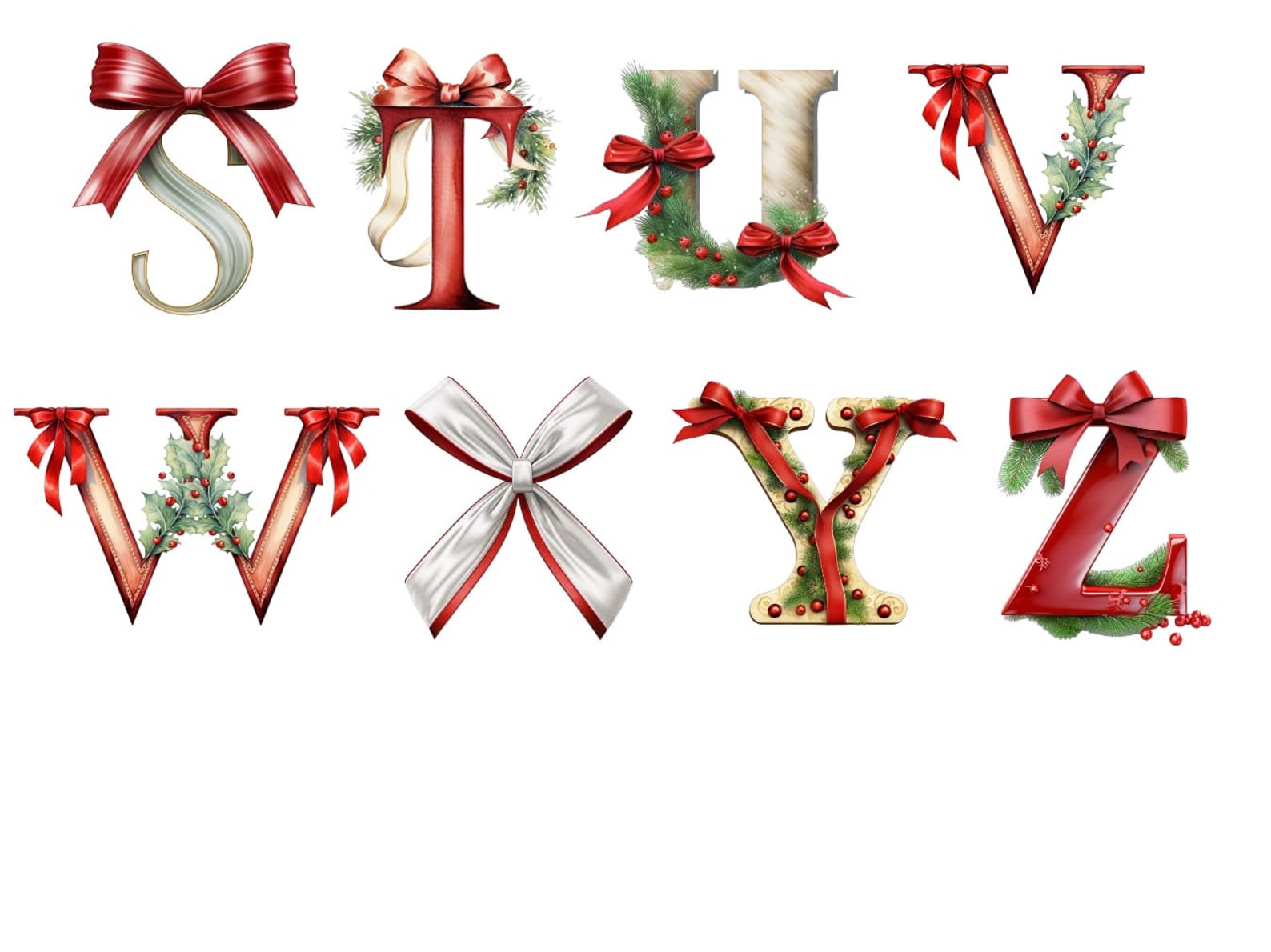 Clipart Christmas Alphabet, Christmas Letters, Transparent Background ...