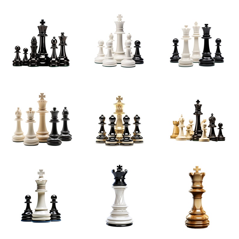 Chess Clipart, Chess Pieces and Players, PNG Digital Files on ...