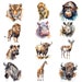 Watercolor Safari Animals Clipart, PNG Digital Images, Transparent ...