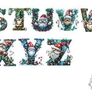 Winter Gnomes Alphabet Watercolor Clipart, Christmas Clipart, PNG ...