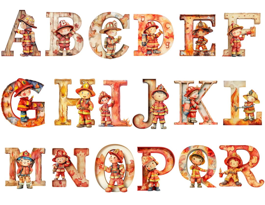 Fireman Alphabet, Letters Png, Alphabet Png, Instant Download for ...