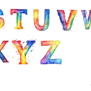Watercolor Rainbow Alphabet Clipart - Colorful Letters Set , PNG ...