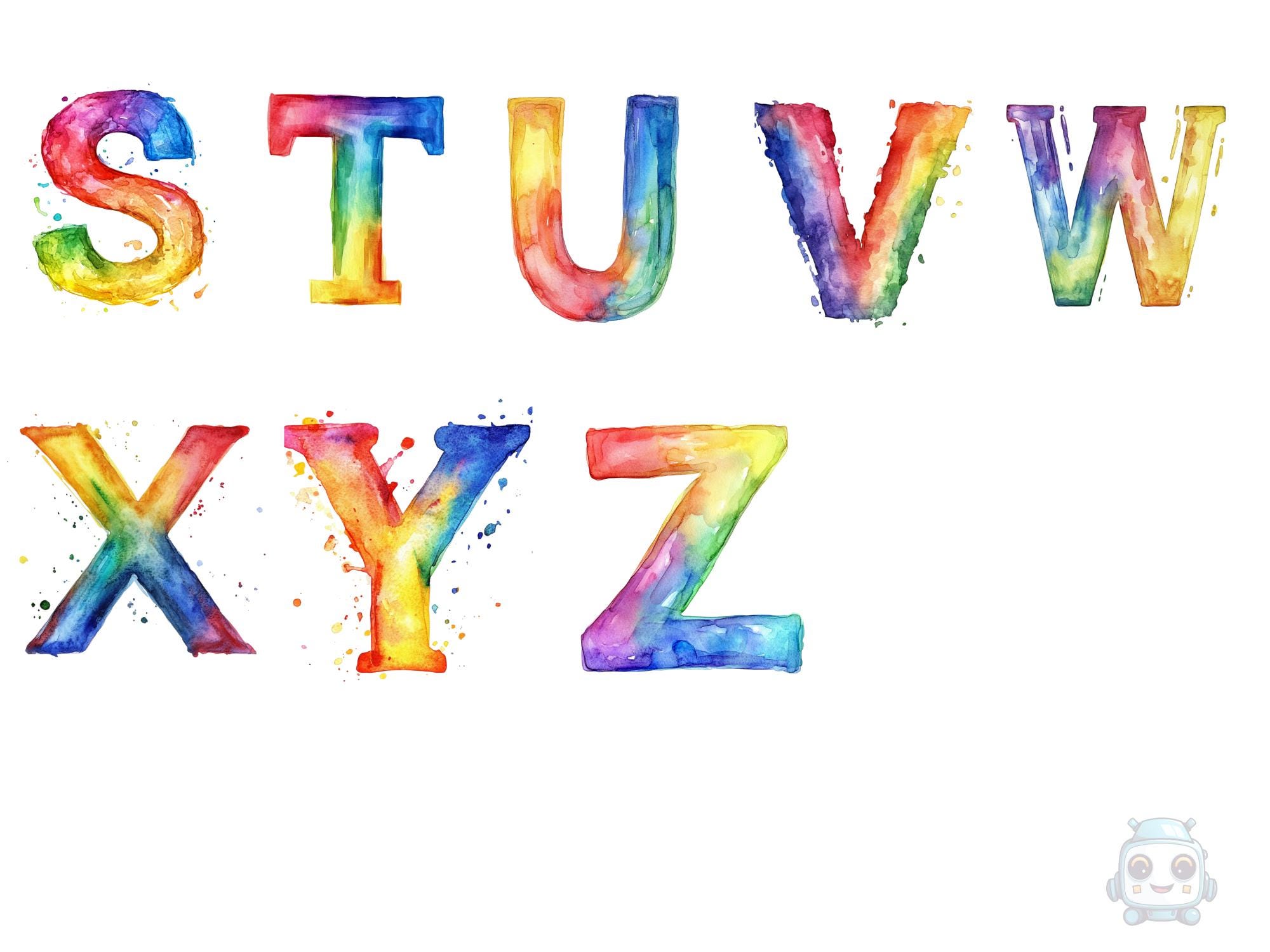 Watercolor Rainbow Alphabet Clipart - Colorful Letters Set , PNG ...