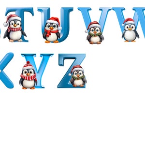 Christmas Penguin Alphabet, Letters Png, Alphabet Png, Instant Download ...
