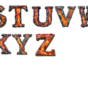 Watercolor Lava Alphabet Clipart, PNG Individual Images, Commercial Use ...