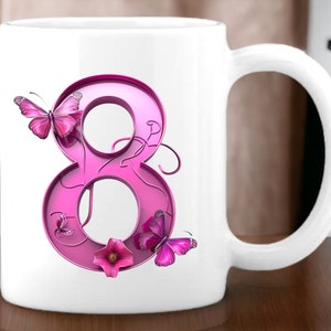 Pink Butterflies Numbers, Green Numbers, Instant Download for ...