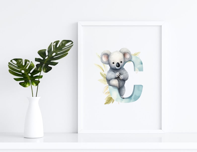 Watercolor Koala Alphabet in PNG for Commercial Use Instant Download ...